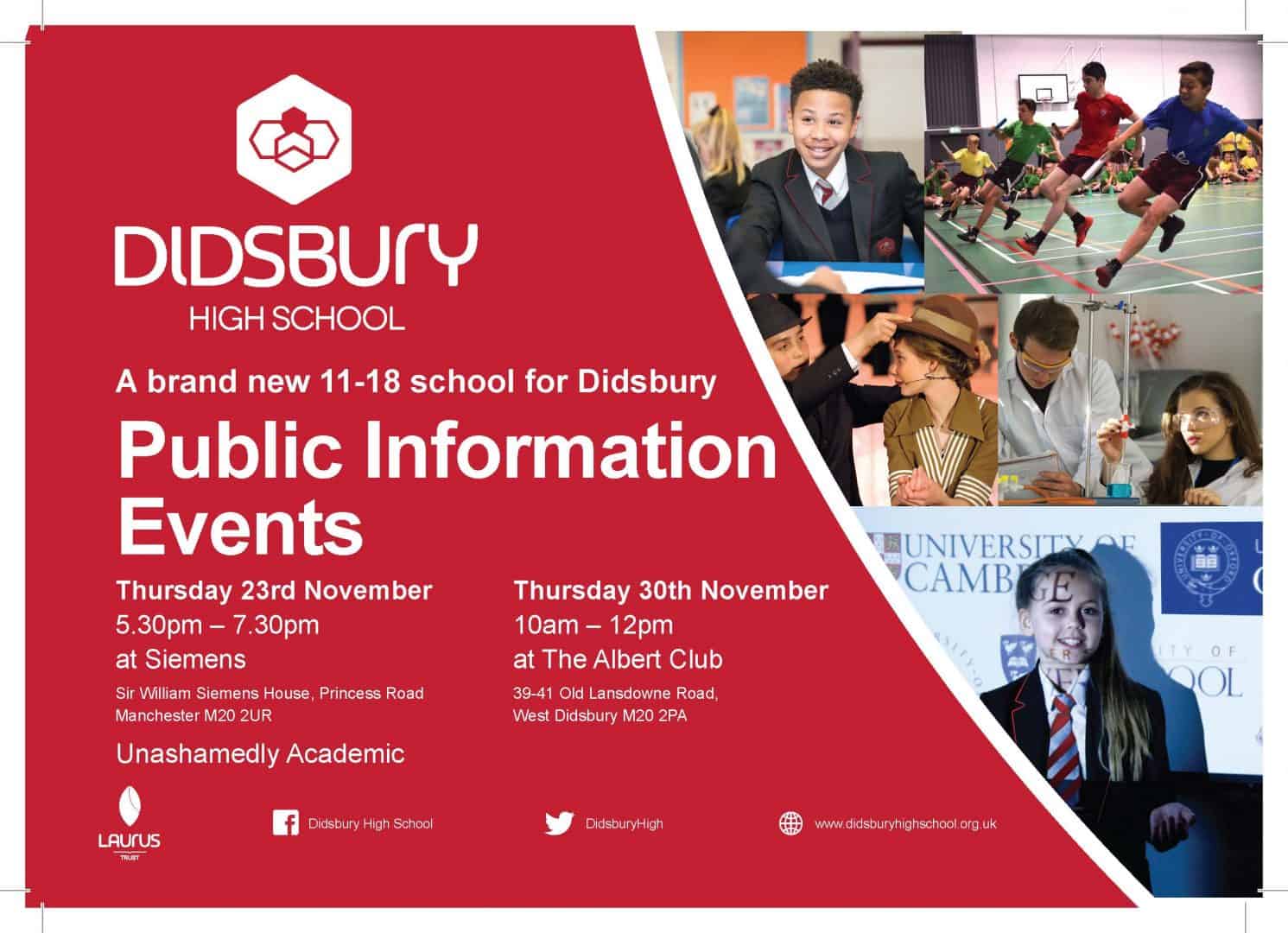 Public information events in November - Didsbury High School